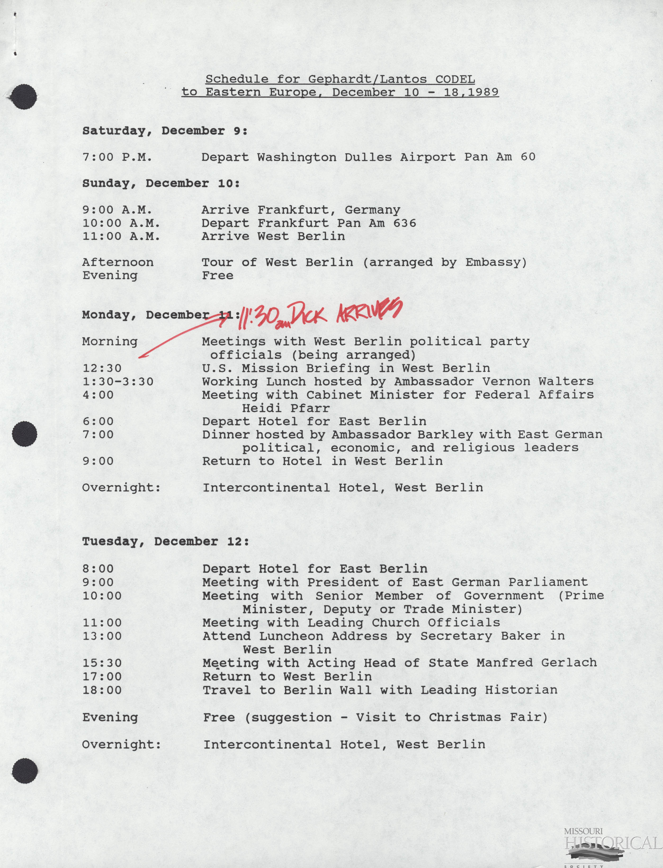 Richard A. Gephardt Collection: Follow the Timeline